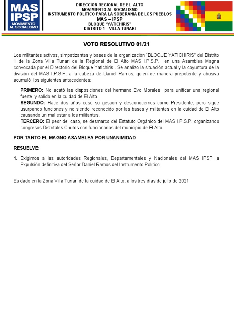 Voto Resolutivo 01 | PDF