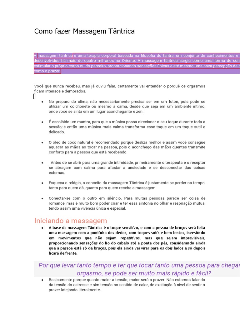 Como fazer Massagem Tântrica parte 1 | PDF | Chacra | Massagem