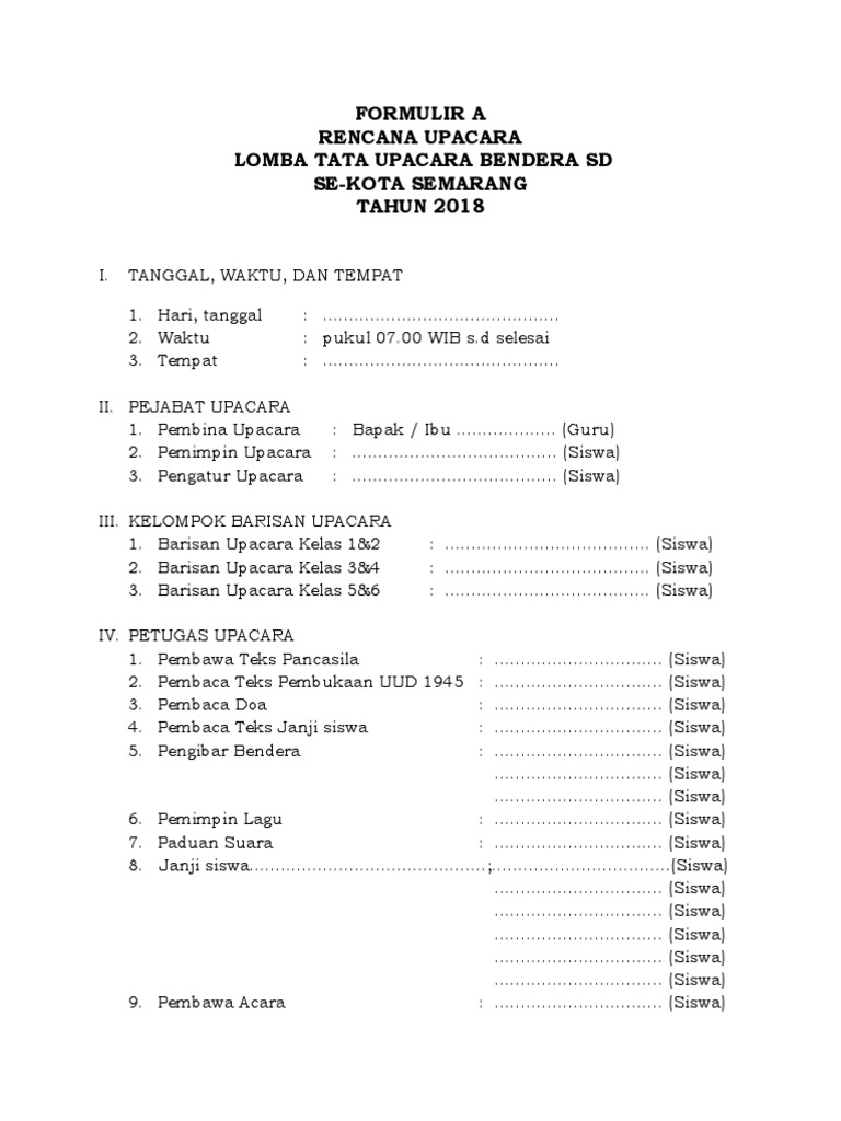 Formulir A Tata Upacara | PDF