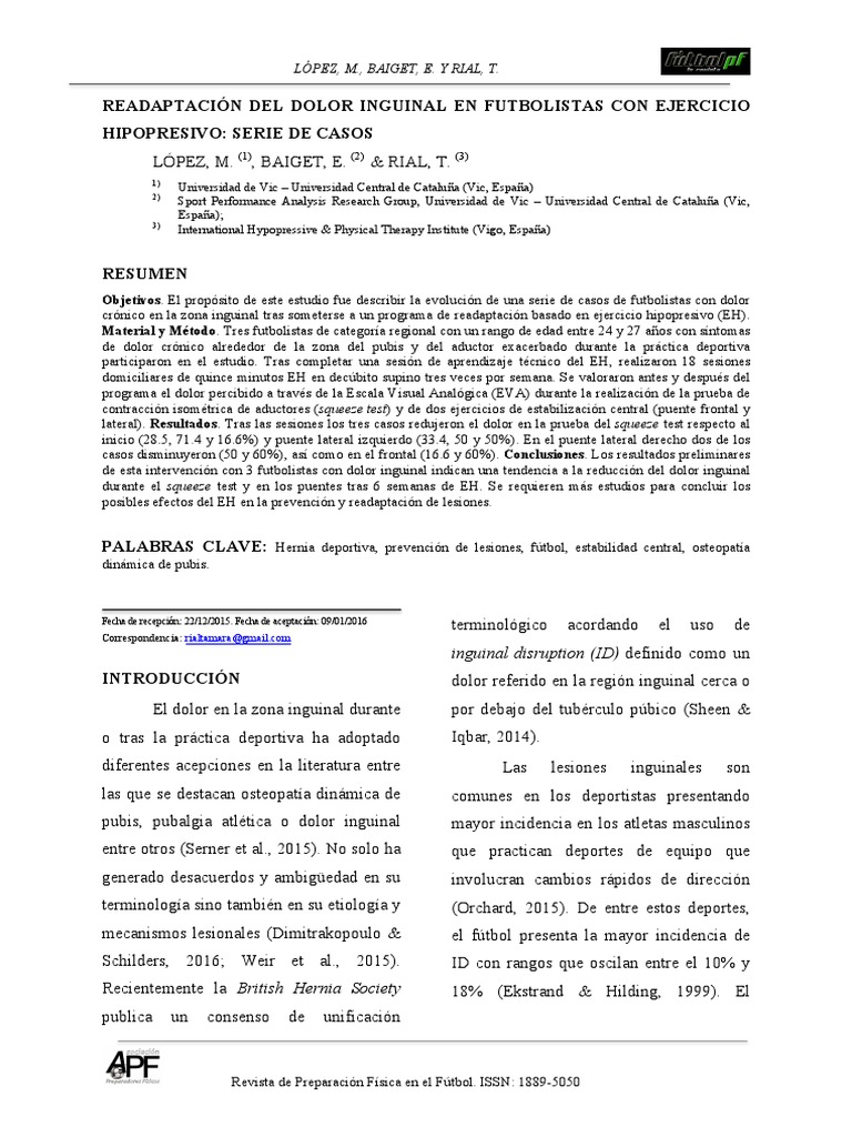 Serie de Casos Pubalgia Hipos | PDF | Abdomen | Músculo esquelético
