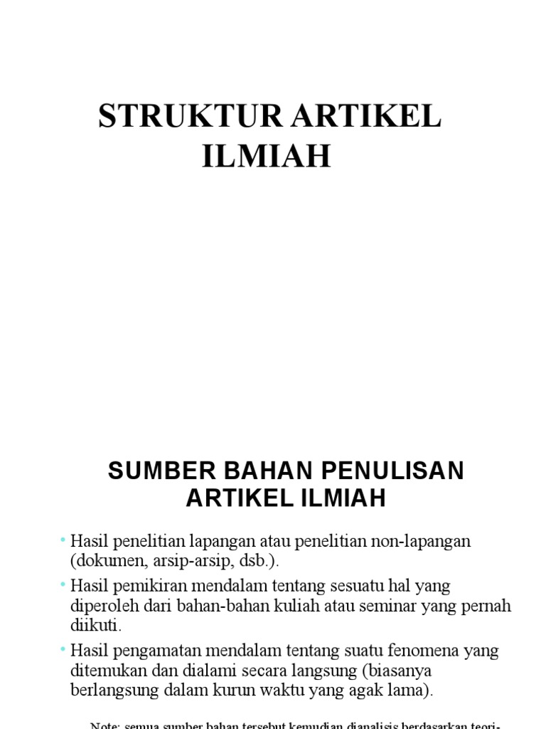 Struktur Penulisan Artikel Ilmiah | PDF