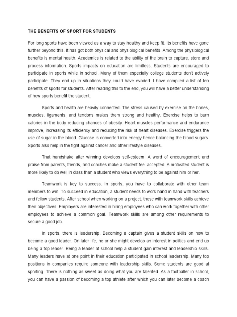 The Benefits of Sport For Students | PDF | Sports | Leadership