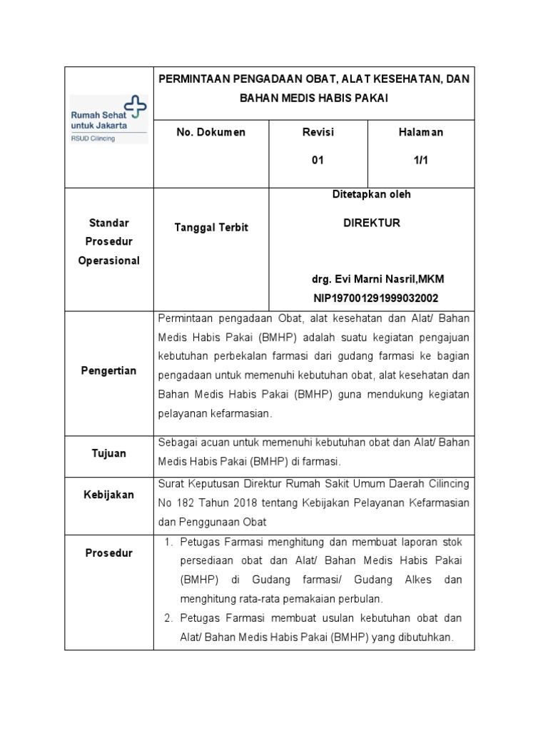 Spo Permintaan Pengadaan Obat | PDF