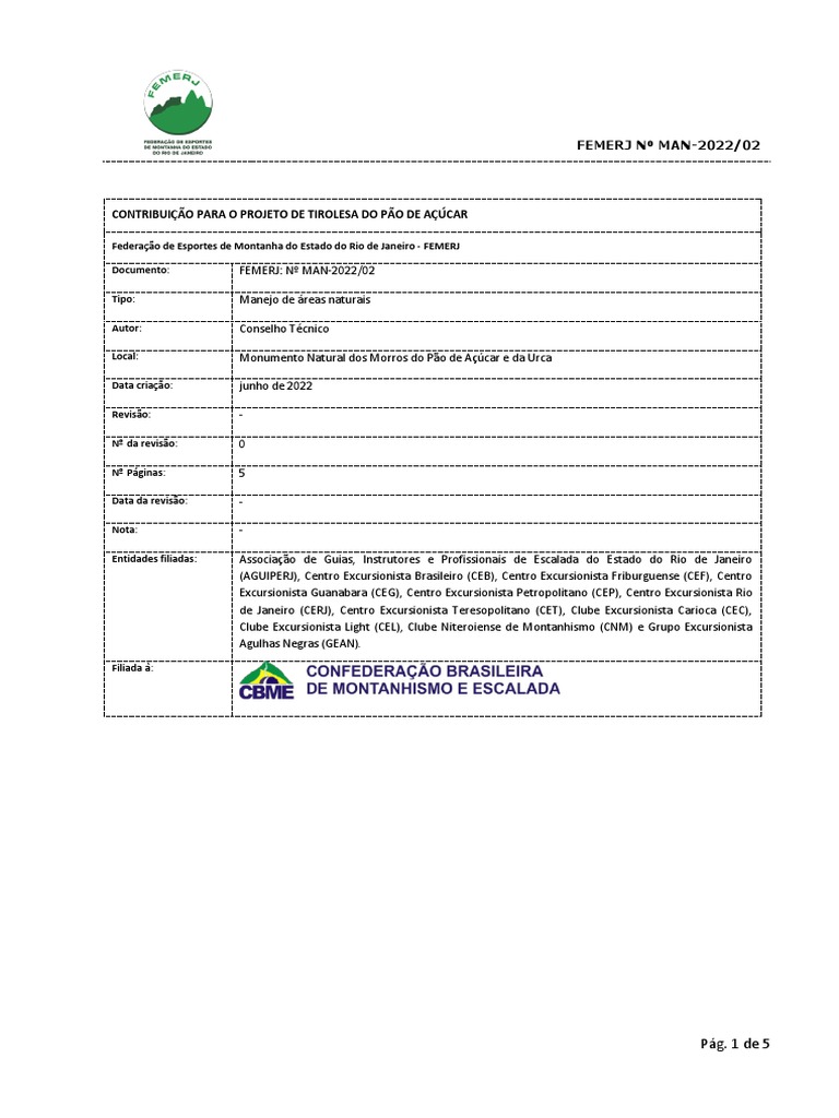 FEMERJ MAN 2022 02 Consideracoes Sobre Projeto de Tirolesa Pao de Acucar v2 | PDF | Ambiente ...