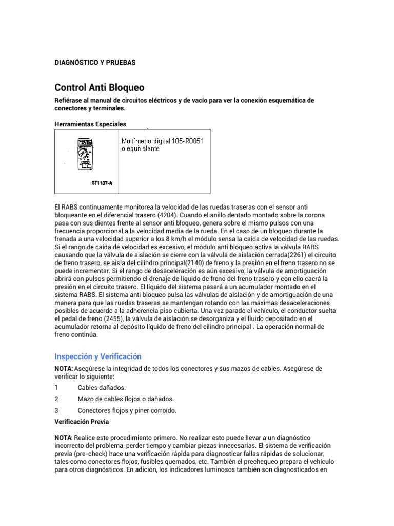 Rabs 2 Diagnostico | PDF | Sistema de freno antibloqueo | Bienes ...