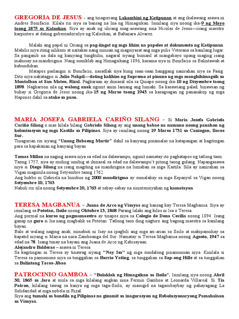 Mga Babaeng Bayani | PDF