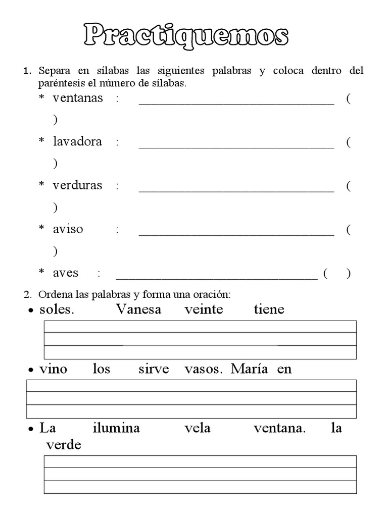 Ficha de Trabajo Con Letra V | PDF