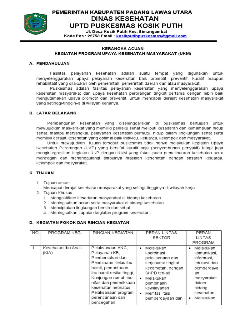 Kerangka Acuan Ukm | PDF
