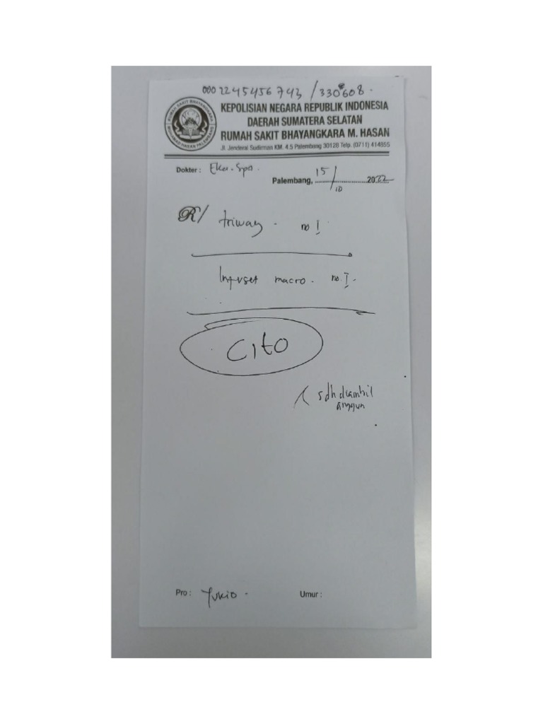 Dokumentasi Resep Cito | PDF