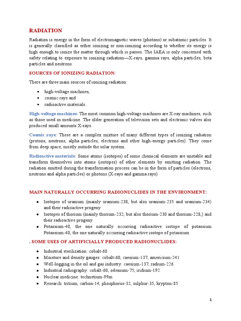Radiation | PDF | Ionizing Radiation | Radiation Protection Radiation | PDF | Ionizing Radiation | Radiation Protection