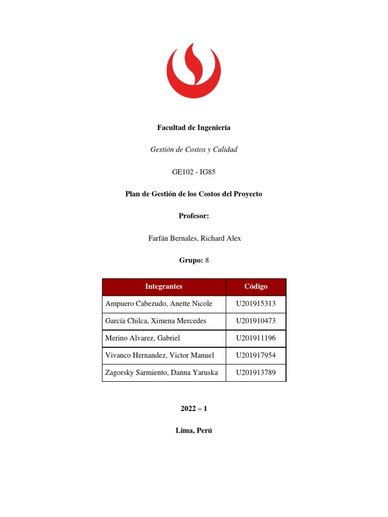 Plan de Gestión de Costos | PDF | Presupuesto