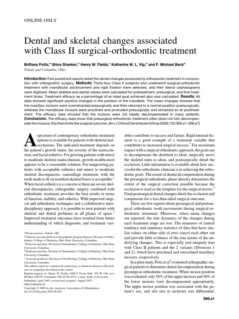 Cambio Esqueletal Asociado A Clases LL Articulo | PDF | Orthodontics | Dentistry