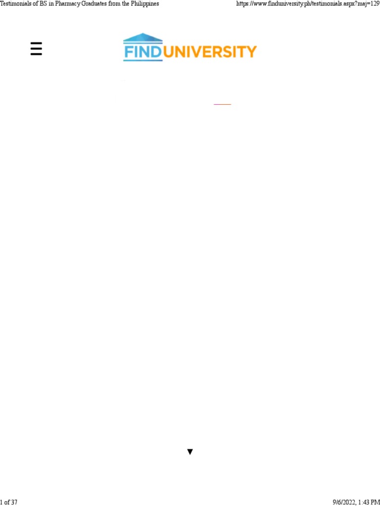Testimonials Of Bs In Pharmacy Graduates From The Philippines Pdf