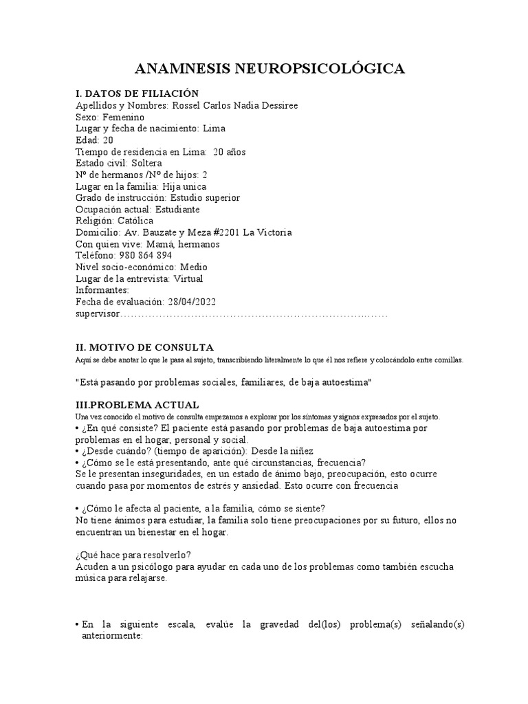 Amnesis Final | PDF | Parto | Neurología