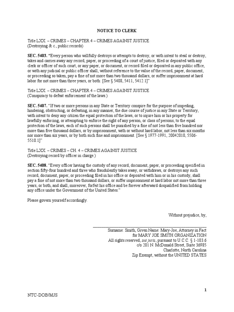 Notice To County Clerk | PDF | Fine (Penalty) | Crimes