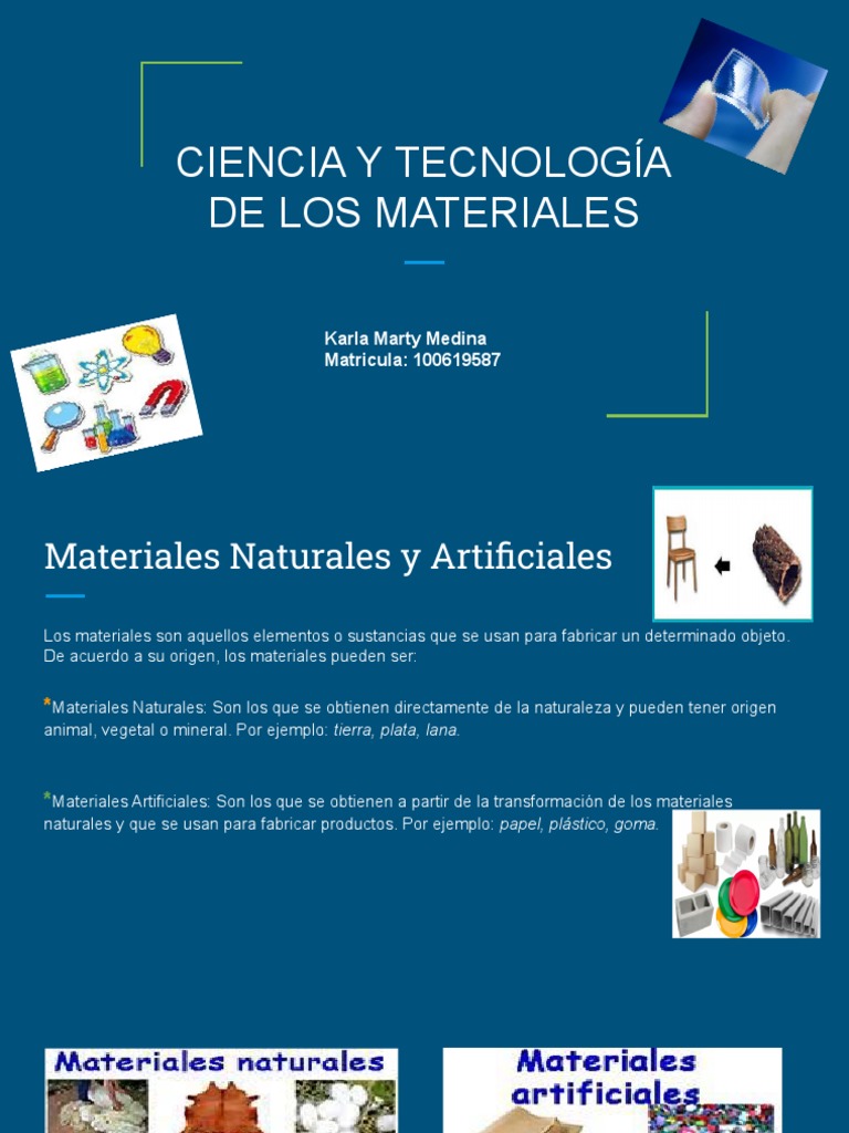 Materiales Naturales y Artificiales | PDF | Ciencia de los Materiales ...