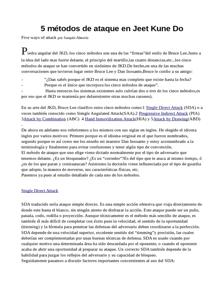 5 Métodos de Ataque en Jeet Kune Do | PDF | Jeet Kune Do | Bruce Lee