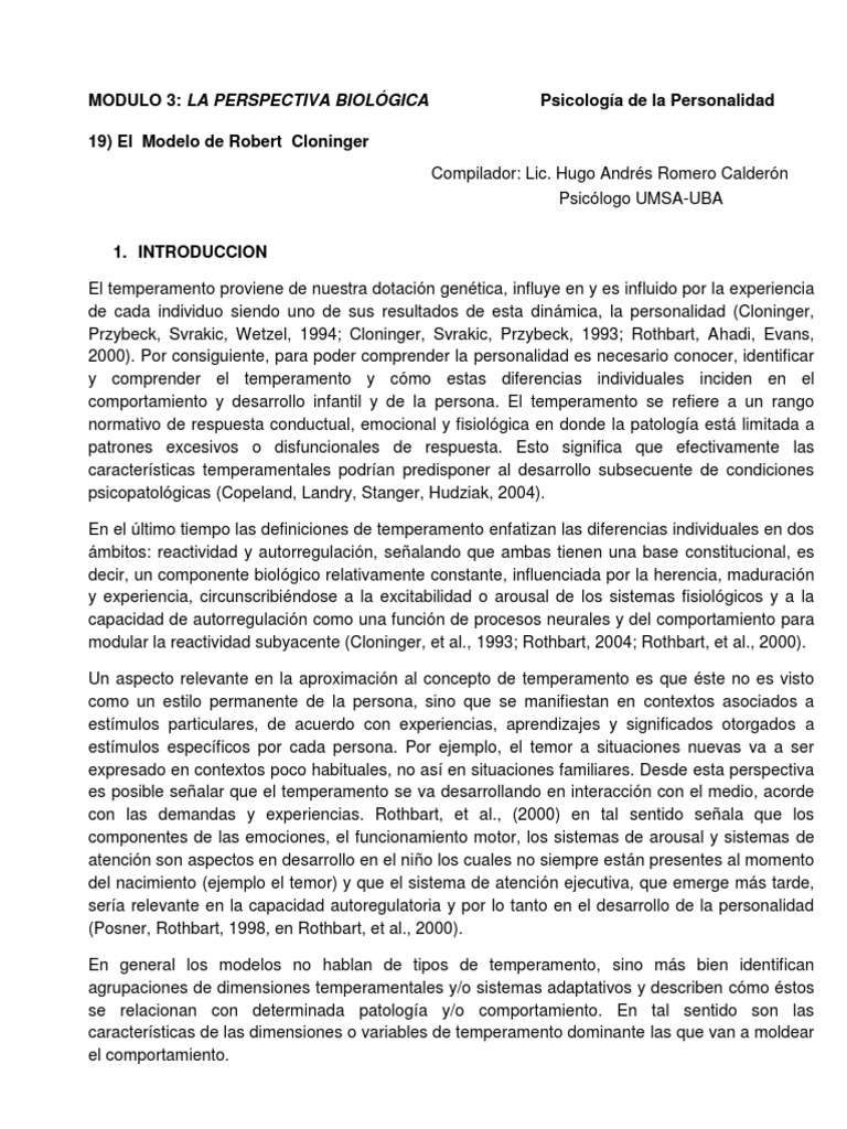 19) Teoría de Los Rasgos de Cloninger | PDF