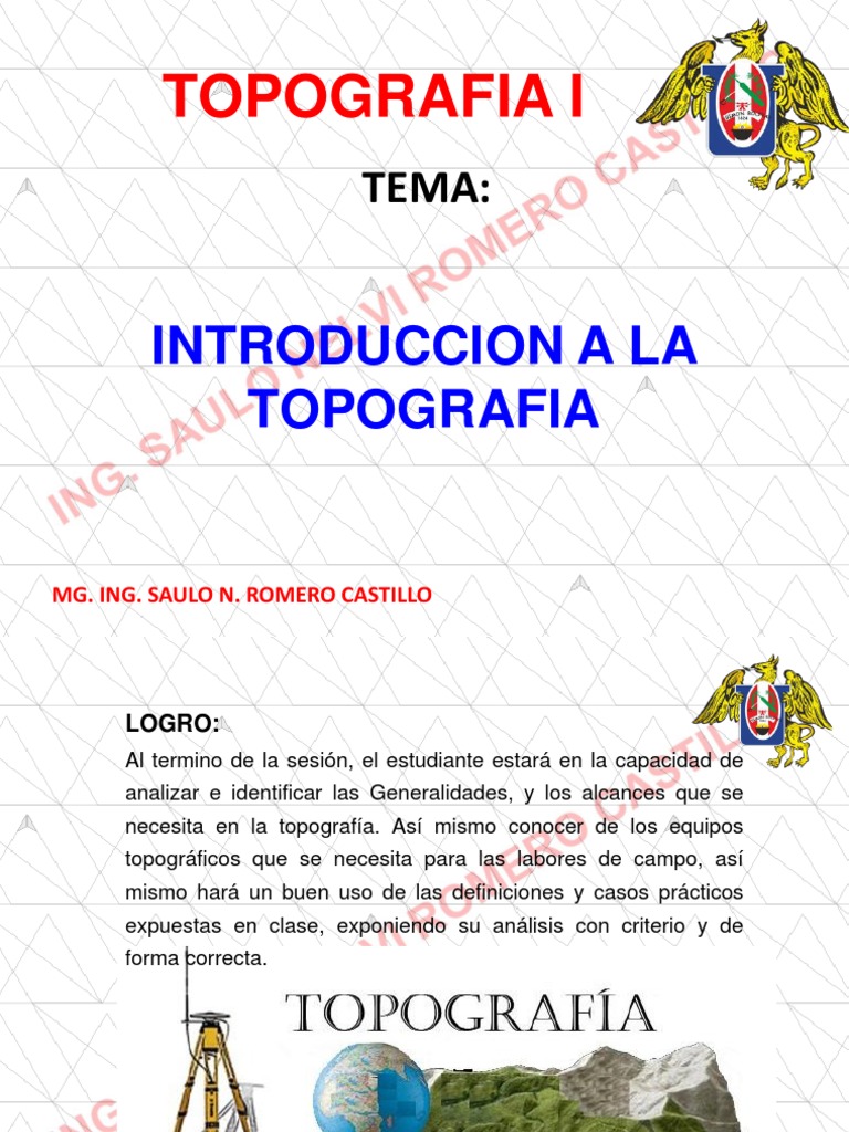 Semana 01 - Introduccion A La Topografia | Descargar gratis PDF | Topografía | Ciencias de la Tierra