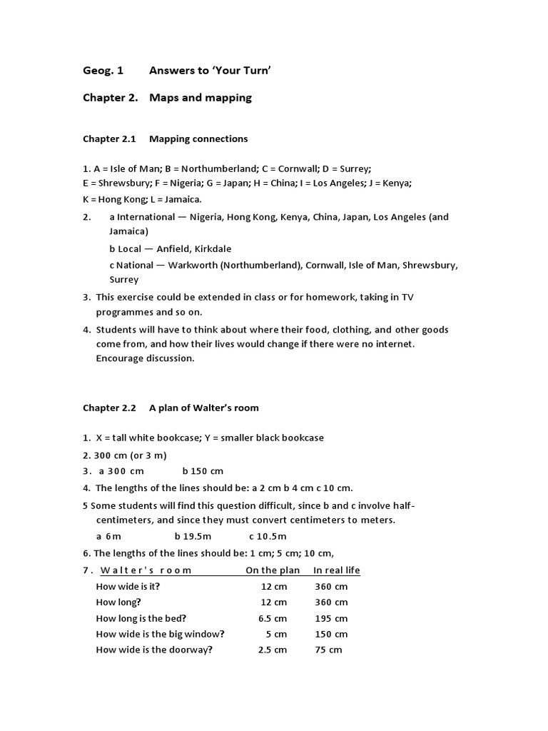 Geog 1 'Your Turn' Answers Ch. 2 | PDF | Earth Sciences