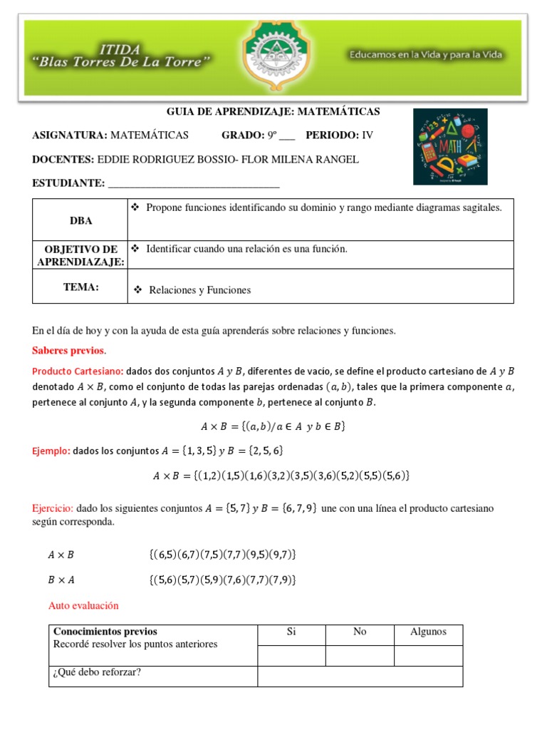 Guã - A1 Matemã - Ticas 9 | PDF | Función (Matemáticas) | Lógica matemática