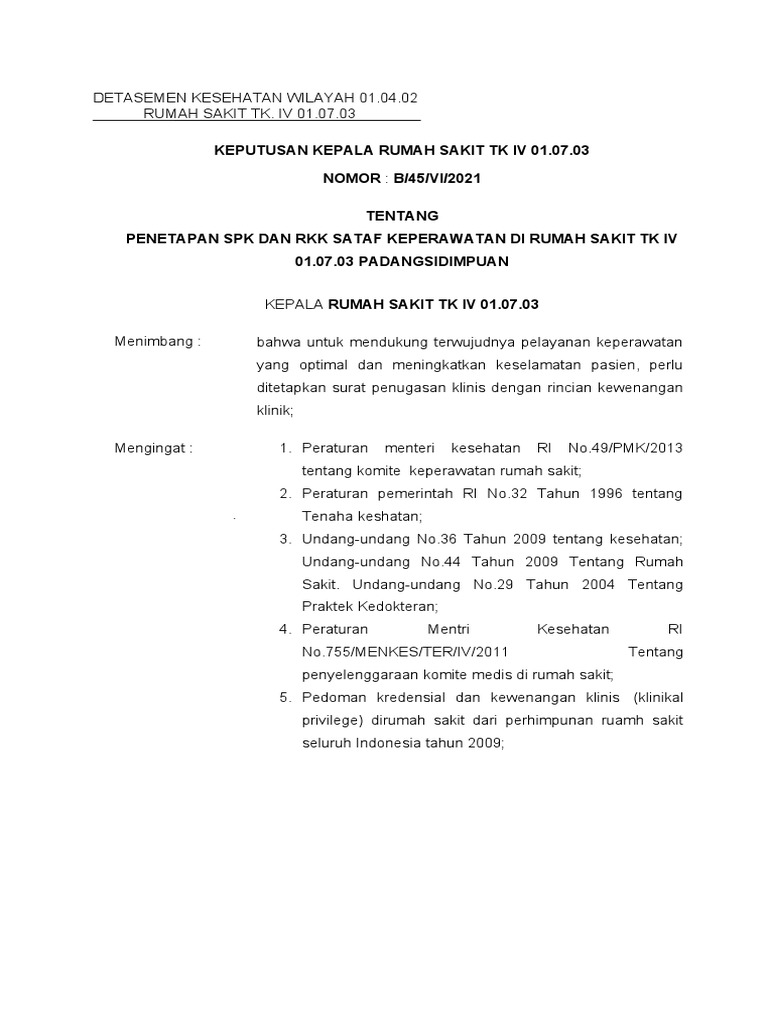 Spo Penetapan SPK Dan RKK | PDF