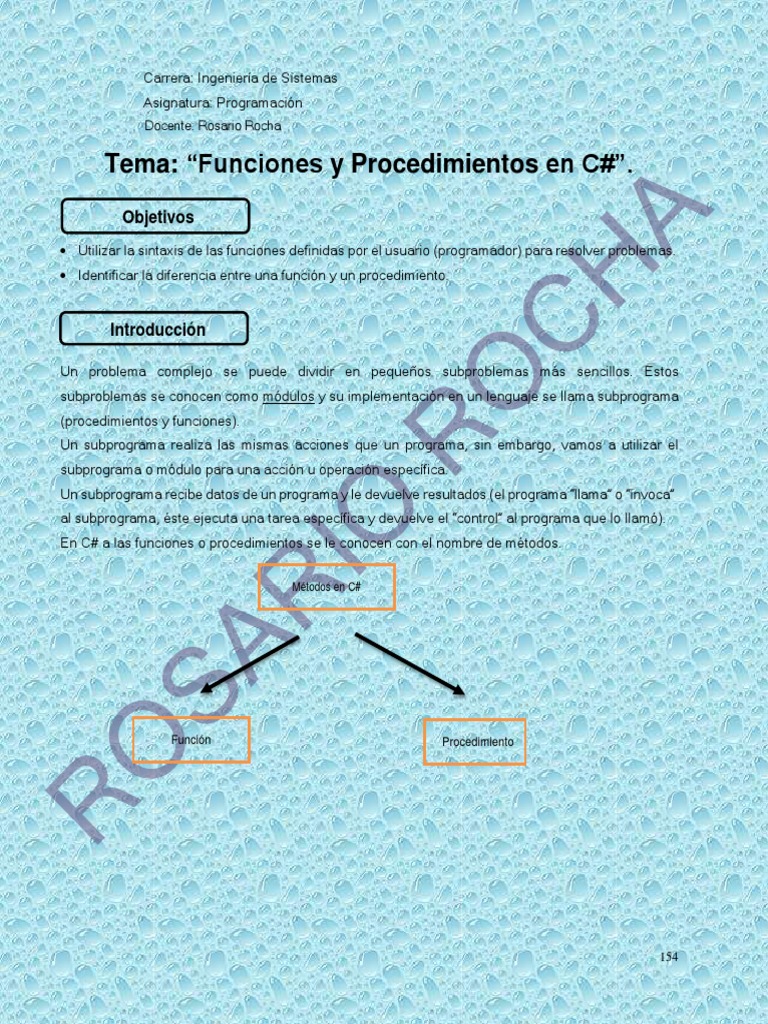 Tema Funciones y Procedimientos MODULAR en C#. | PDF | C Sharp ...