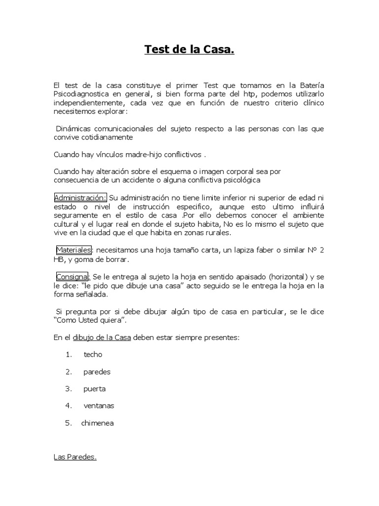 Test de La Casa | PDF | Ciencias del comportamiento | Conceptos ...
