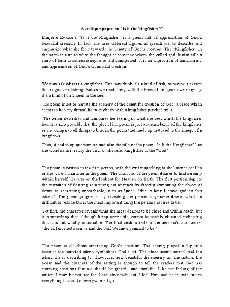 Appreciating God's Creation: An Analysis of Marjorie Evasco's Poem 'Is ...