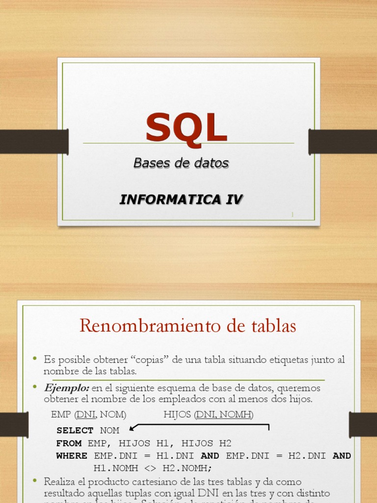 SQL: Renombramiento y Modificación de Tablas | PDF | SQL | Software de ...