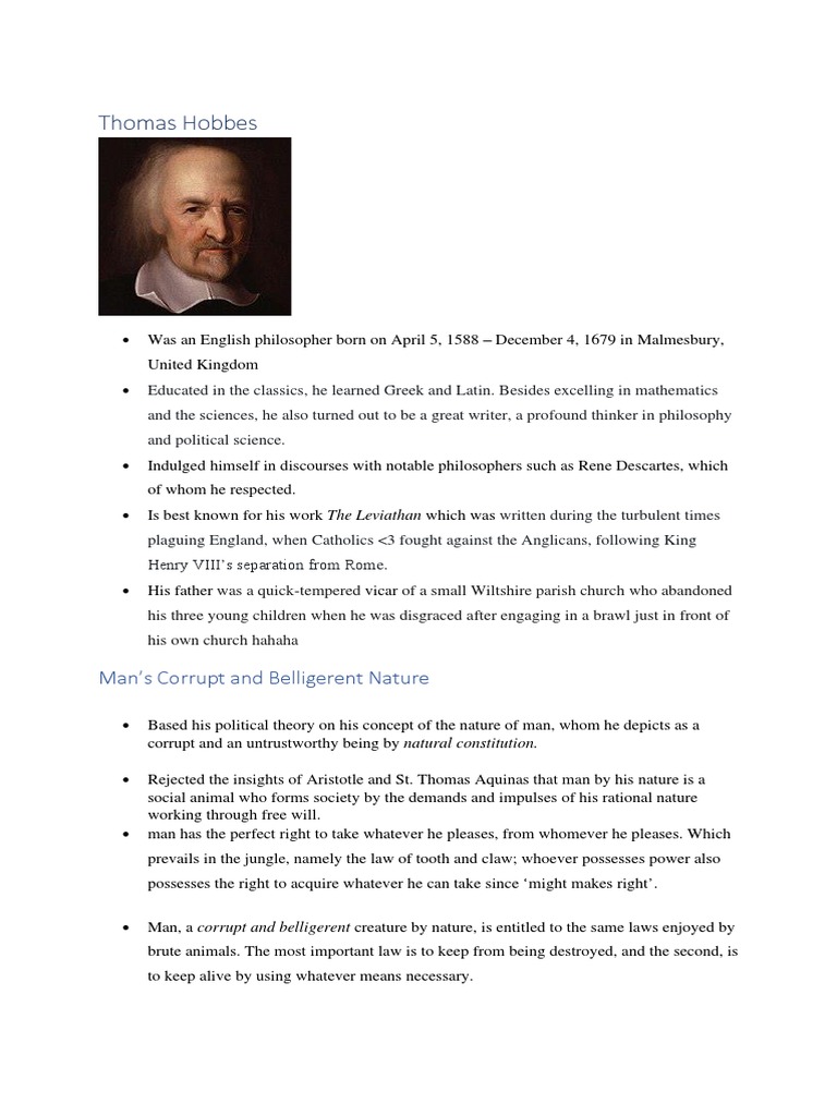 Thomas Hobbes | PDF | Thomas Hobbes | Social Contract
