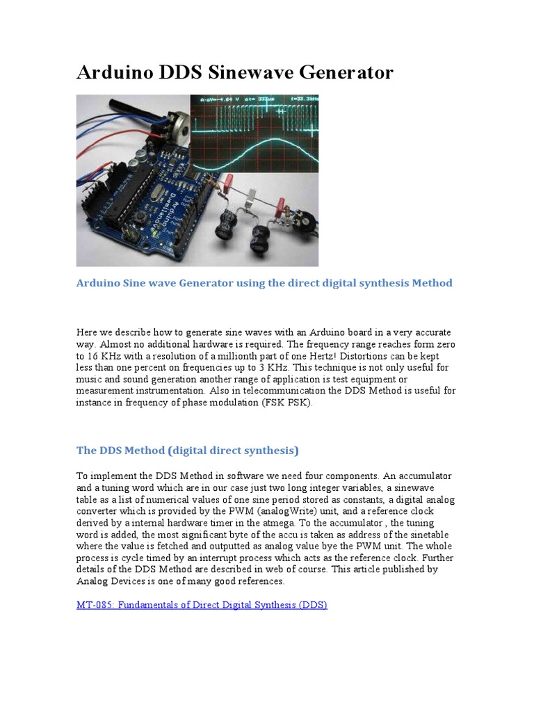 Arduino DDS Sinewave Generator | PDF | Low Pass Filter | Filter (Signal Processing)