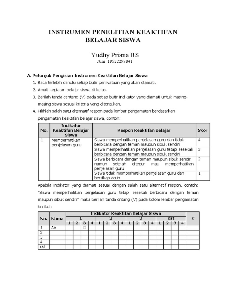 Instrumen Penelitian | PDF