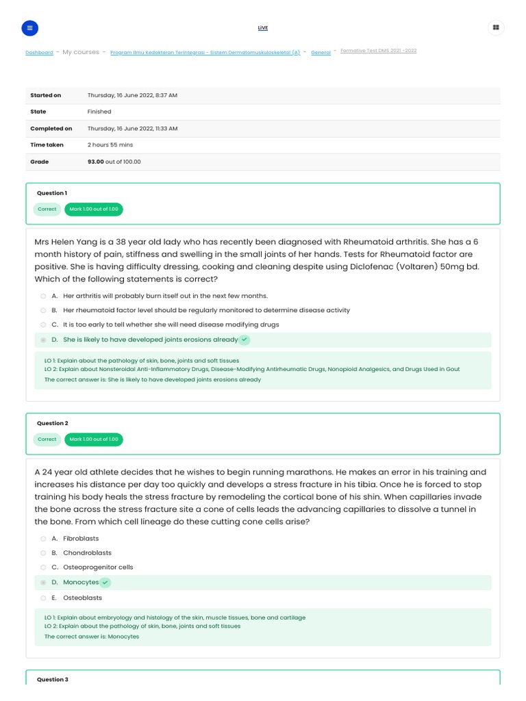 Formative Test DMS 2021-2022 | PDF | Human Leg | Hip