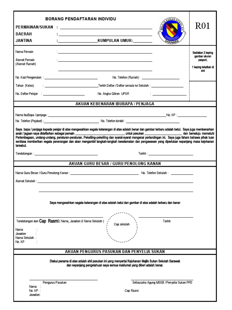 BORANG RO1 MSS Sarawak | PDF