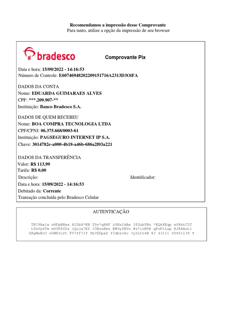 Recomendamos A Impressão Desse Comprovante | PDF