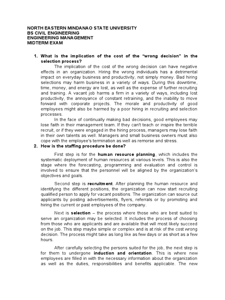 Staffing Process in Engineering Management | PDF | Employment | Human ...