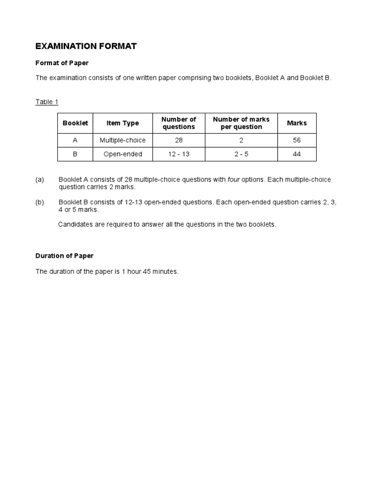 Psle Science Exam Format | PDF