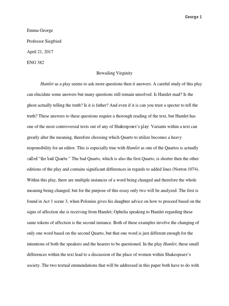 Bewailing Virginity | PDF | Hamlet | Virginity
