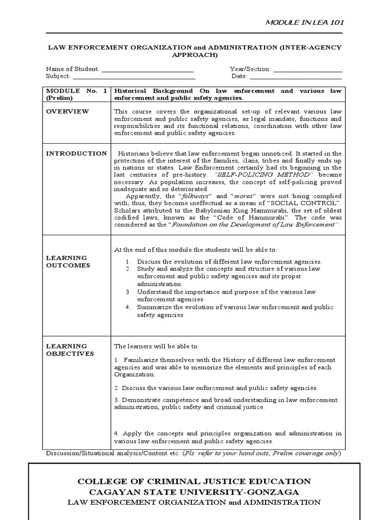Law Enforcement History Module | PDF | Police | Crime & Violence