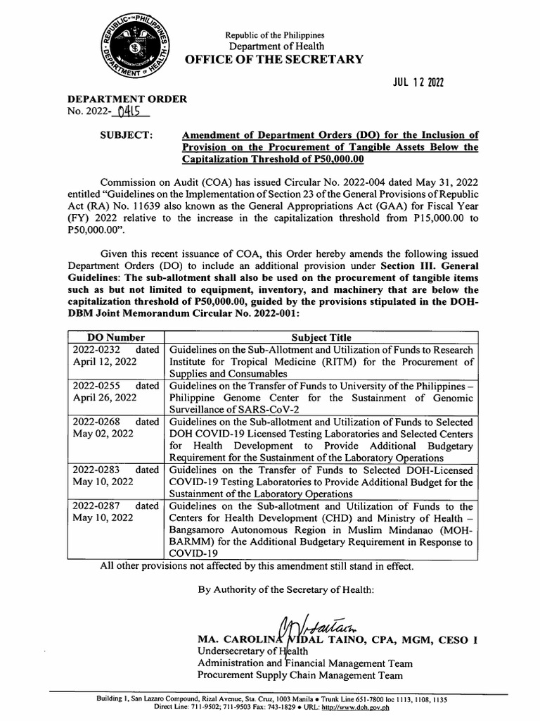 Office: Department Orders | PDF | Government