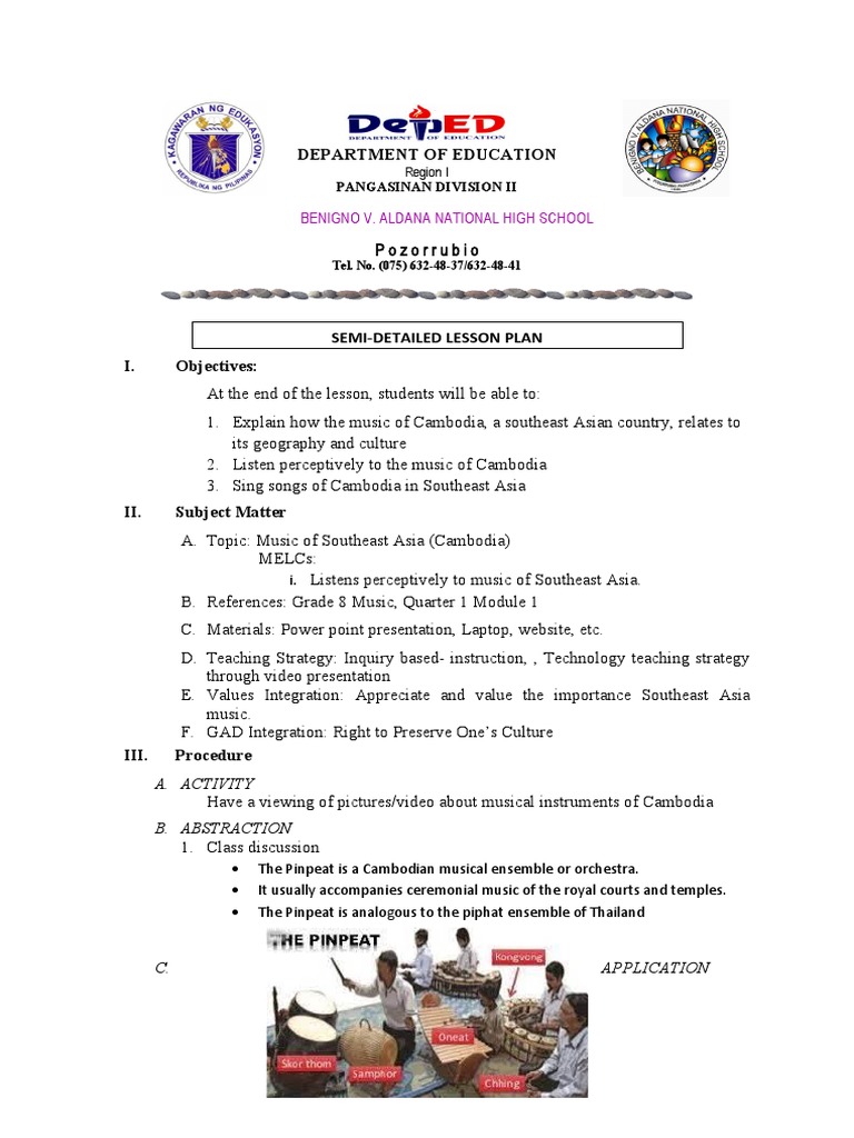 Music of Cambodia: Lesson Plan Guide | PDF | Cambodia | Lesson Plan