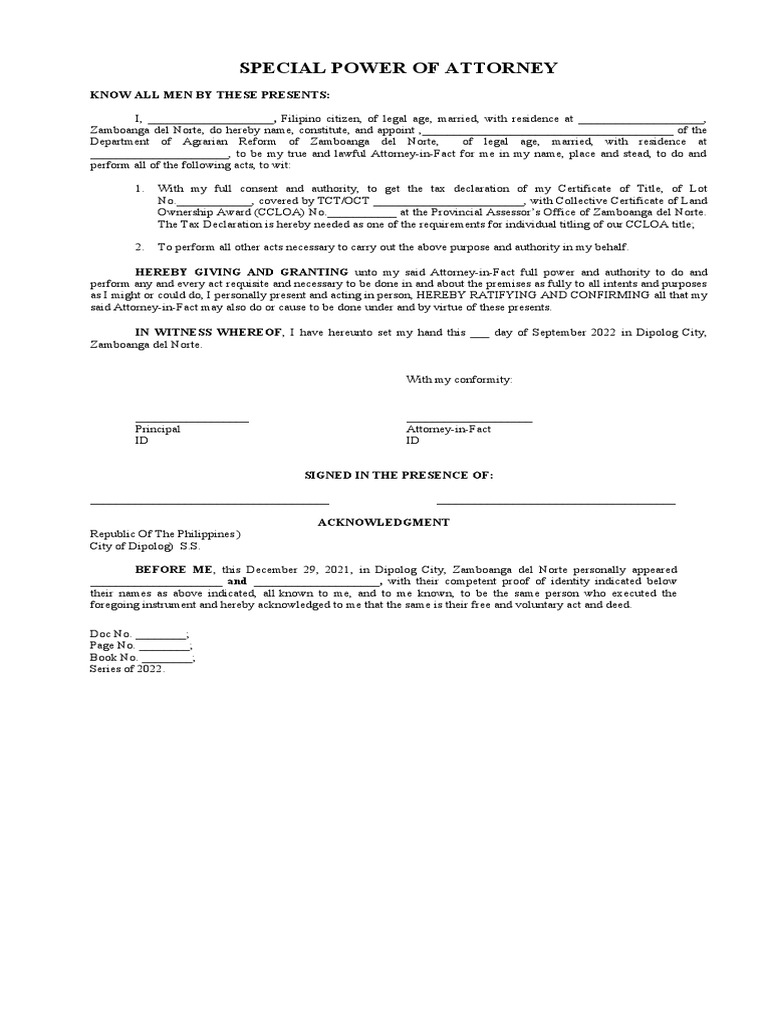 SPA Tax DEc | PDF | Power Of Attorney | Common Law