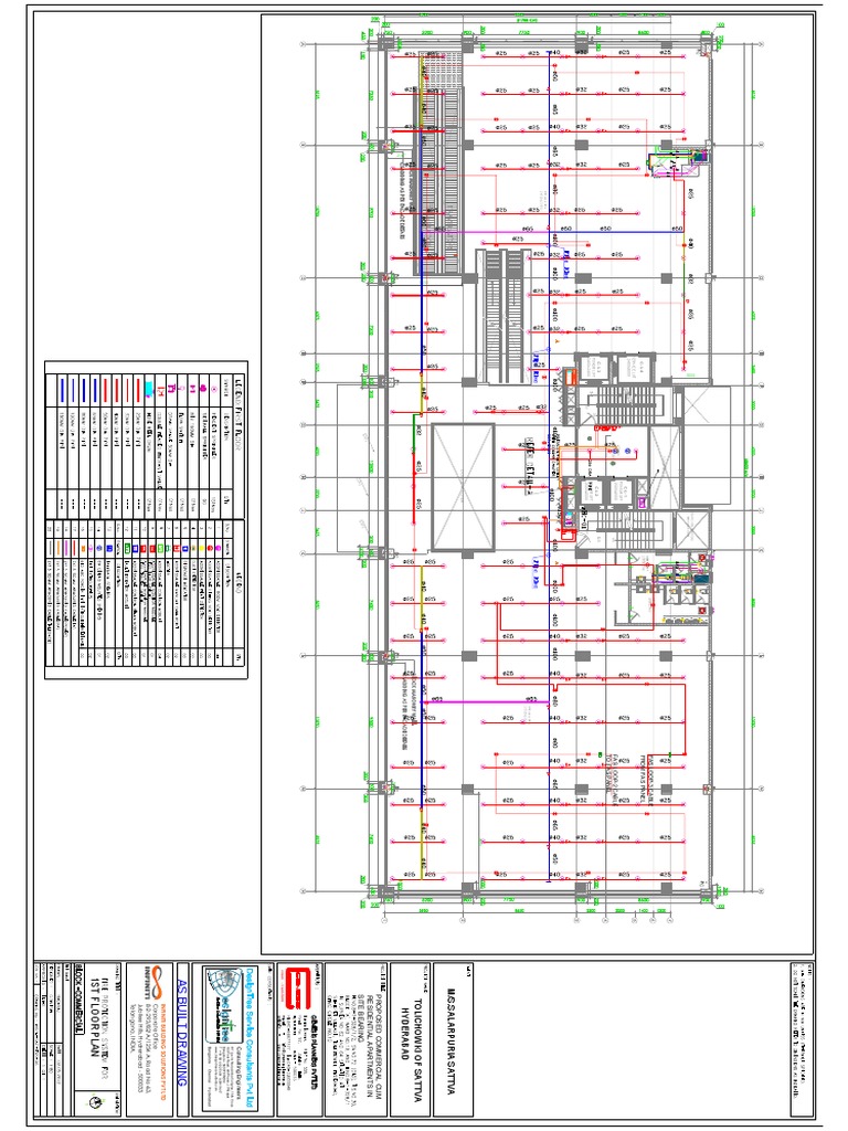 Floor plan layout showing service areas, lifts, stairwells and restroom ...