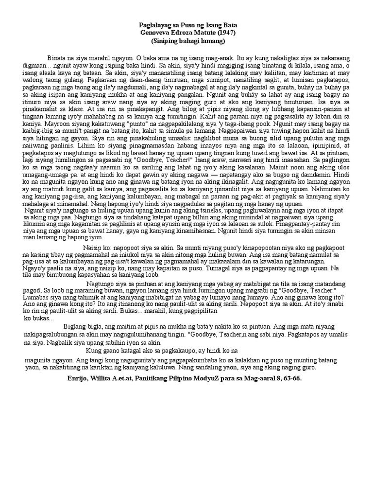 Paglalayag Sa Puso NG Isang Bata | PDF