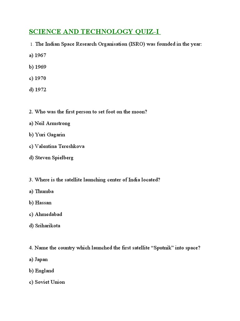 Science and Technology QUIZ 1 | PDF | Space Agencies | Spacecraft