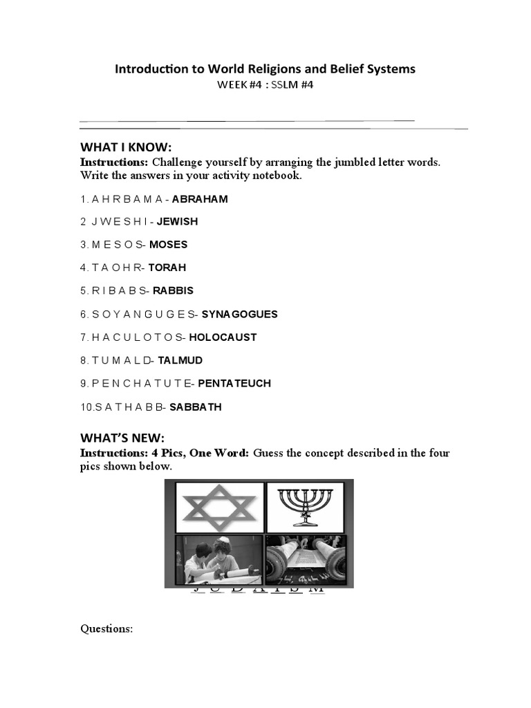 Understanding Judaism Through Interactive Learning Activities | PDF ...