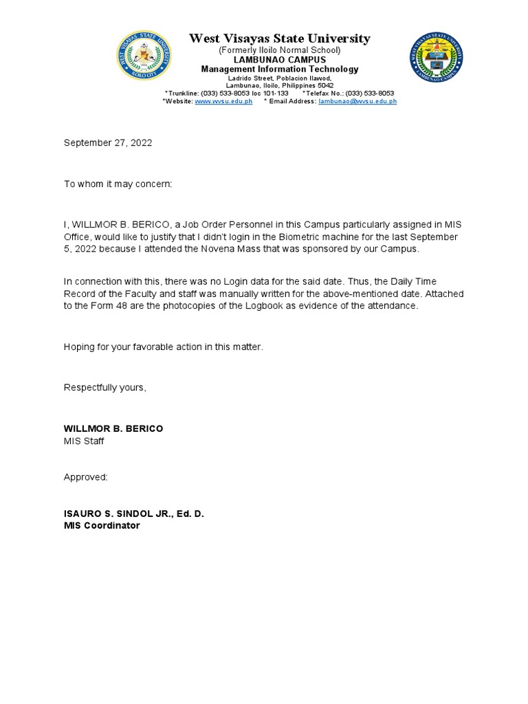Justification Letter | PDF Justification Letter | PDF