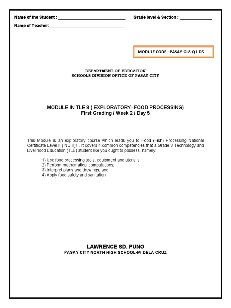 Food Processing Module Week2 Day5 8 | PDF | Foods | Weighing Scale