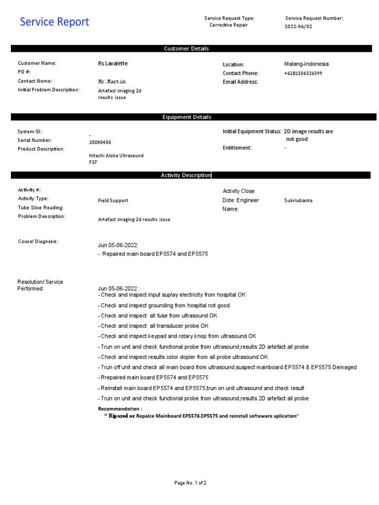 Service Report | PDF | Computer Engineering | Equipment
